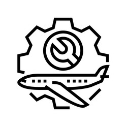 Aircraft mechanic repair worker line icon Vector Image