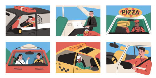 Passenger carriage poster set Royalty Free Vector Image