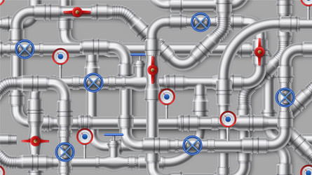 Seamless pattern interlocking pipes with valves Vector Image