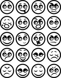 Smiling Smiley Faces Set Royalty Free Vector Image