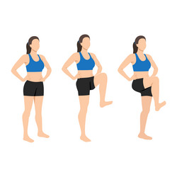 Woman doing standing knee raises abdominal Vector Image