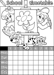 Coloring book school timetable 3 Royalty Free Vector Image