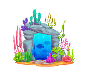 Magic game underwater sea portal in stone gate Vector Image