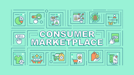 2d consumer marketplace text with thin linear Vector Image