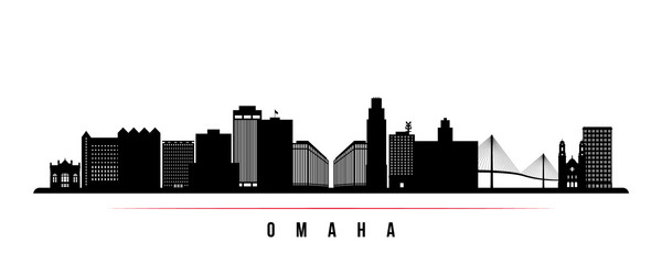 Omaha skyline silhouette with reflection Vector Image