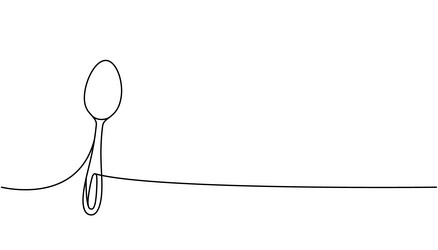 Kitchen spoon one line continuous drawing Vector Image