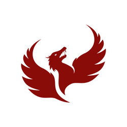 Simple stylish red flat dragon logo design symbol Vector Image