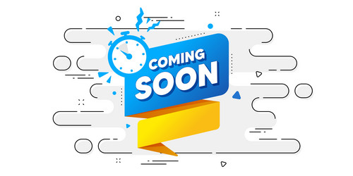 Coming soon paper banner timer announcement tag Vector Image