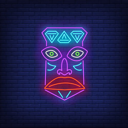 Colorful tiki idol neon sign Royalty Free Vector Image