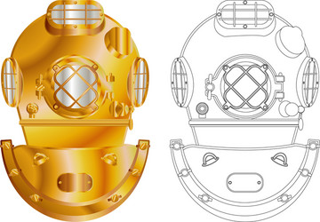 Vintage cartoon diving helmet Royalty Free Vector Image