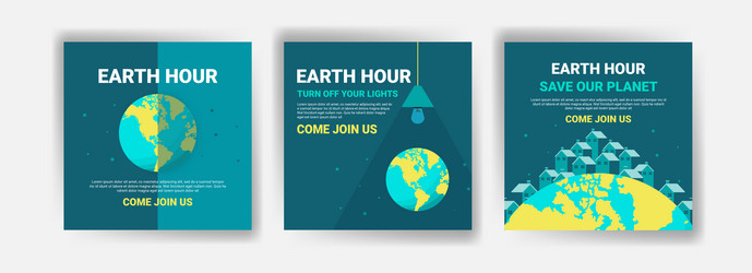 Earth hour banner climate change awareness Vector Image