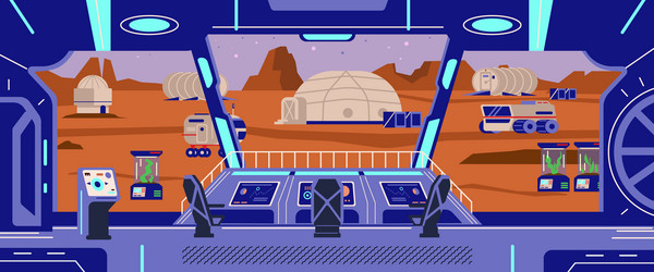 Cartoon spaceship lab interior design Royalty Free Vector