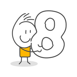 Stick figures numbers hand drawn doodle line art Vector Image