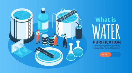 Water purification isometric infographics Vector Image