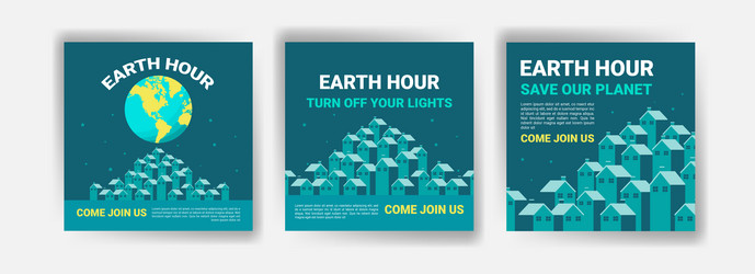 Earth hour banner climate change awareness Vector Image