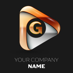 Letter g logo symbol in the golden-silver circle Vector Image
