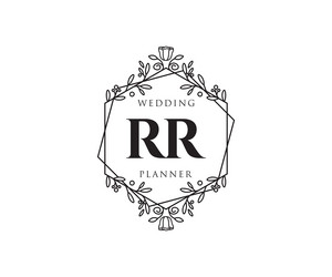 Rr initials letter wedding monogram logos Vector Image