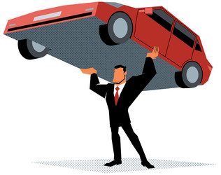 Super businessman lifting heavy load Royalty Free Vector