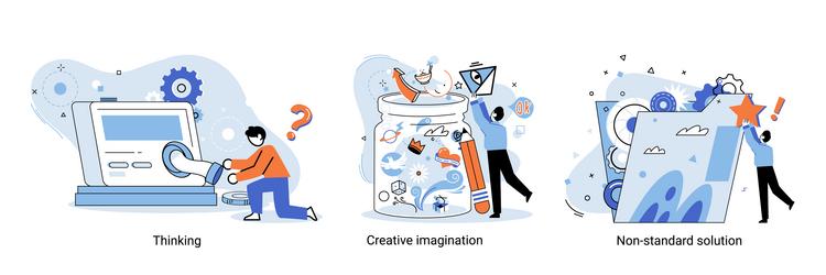 Creative thinking people different mental mindset Vector Image