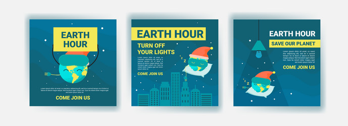 Earth hour banner climate change awareness Vector Image