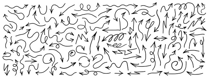 Hand drawn arrow doodle icons set sketch Vector Image