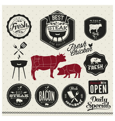 Meat works design elements Royalty Free Vector Image