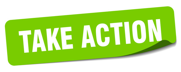 Take action sticker take action label Royalty Free Vector