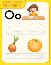 Letter o uppercase tracing practice worksheet Vector Image