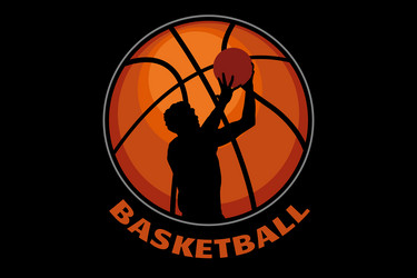 Basketball shoot retro vintage design landscape Vector Image