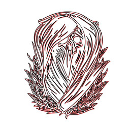 Grim reaper halloween outline sketch red Vector Image