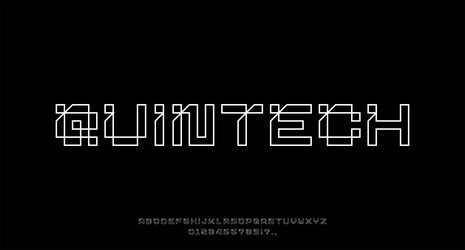Rambel font futuristic line uppercase pixel Vector Image