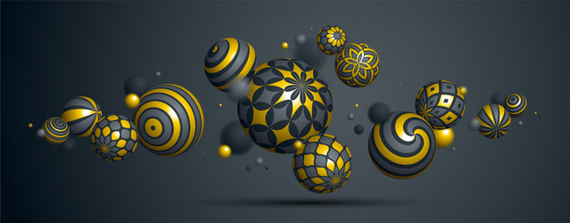 Realistic decorated golden spheres abstract Vector Image