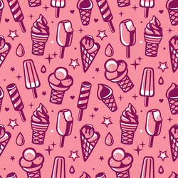 Pink ice cream seamless pattern Royalty Free Vector Image
