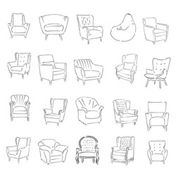 Sketch chair in linear style outline drawing Vector Image
