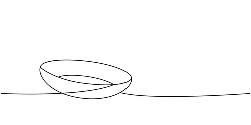 Dish plate one line continuous drawing kitchen Vector Image