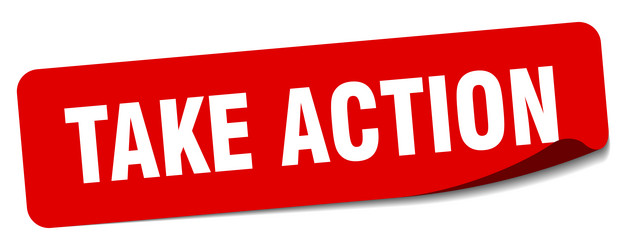 Take action sticker take action label Royalty Free Vector