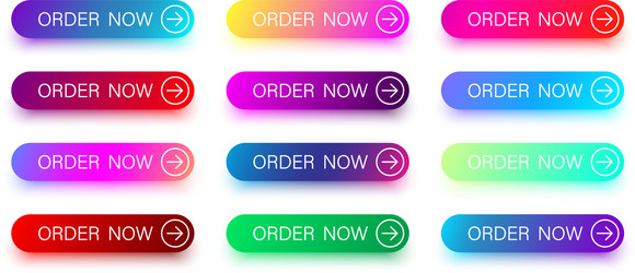 Colorful order now icons with arrow isolated Vector Image