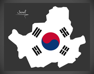 South korea country map with national flag Vector Image