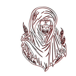 Grim reaper halloween outline sketch red Vector Image
