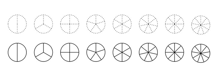 Pie chart set colorful diagram collection Vector Image