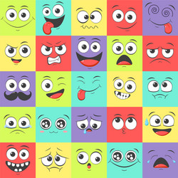 Funny cartoon faces seamless pattern background Vector Image
