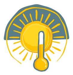Summer heat - cartoon sun with thermometer Vector Image
