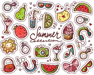 Summer doodle set Royalty Free Vector Image - VectorStock