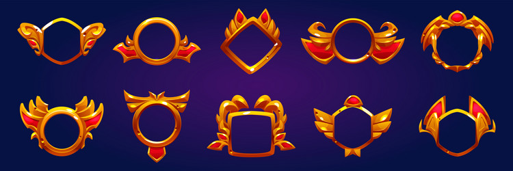 Avatar golden frames fantasy game gold frame Vector Image