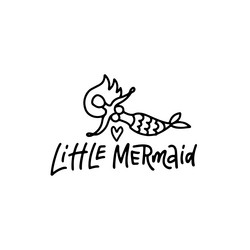 Hand sketched little mermaid text lettering Vector Image