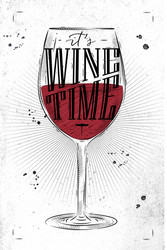 Poster wine time black Royalty Free Vector Image