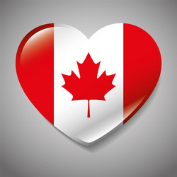 Canada flag with heart shape Royalty Free Vector Image