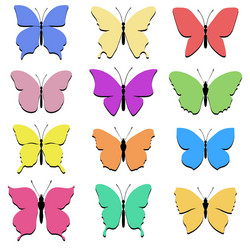 Multicolored Butterflies Set Royalty Free Vector Image