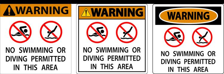 Pool warning sign no swimming or diving permitted Vector Image