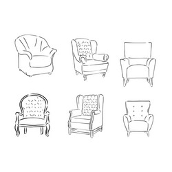 Sketch chair in linear style outline drawing Vector Image